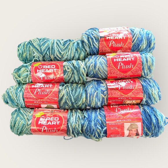 Red Heart | Office | Red Heart Plush Yarn Lot Of 8 Skeins Marina Print ...